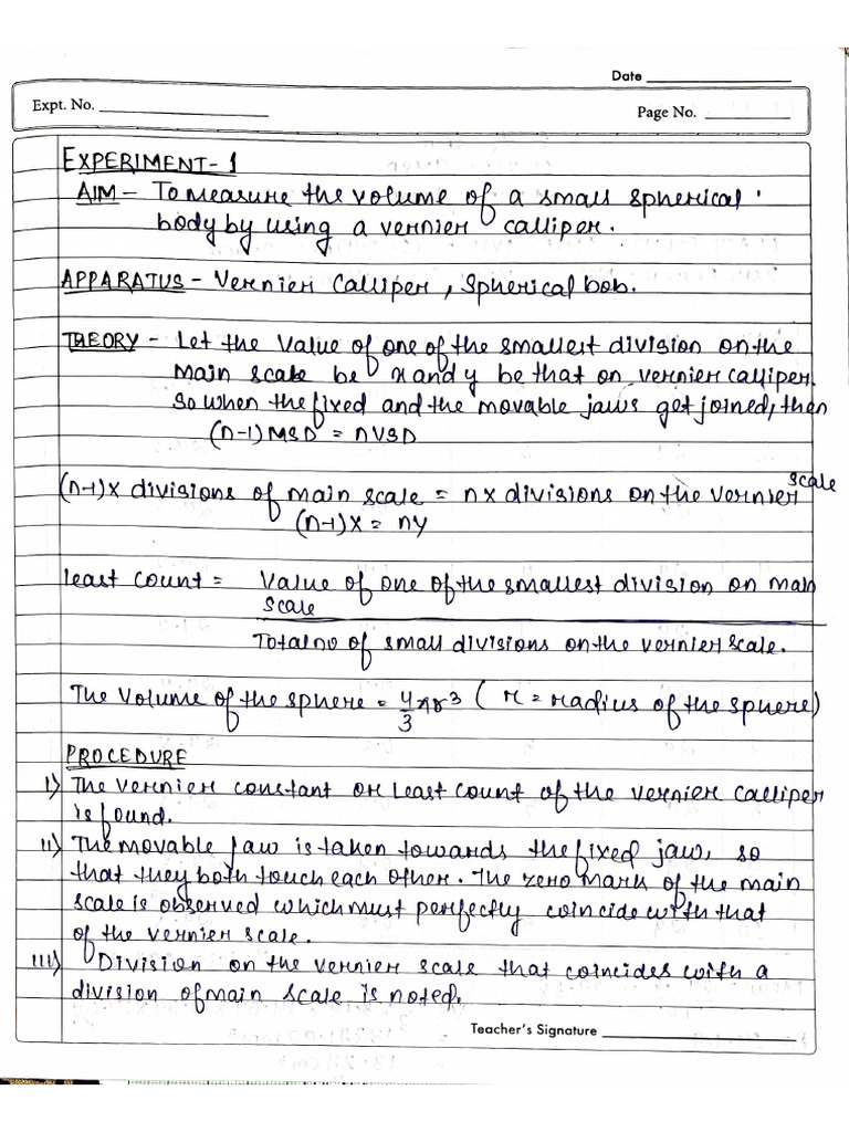 Physics Practical CLASS 11 | PDF