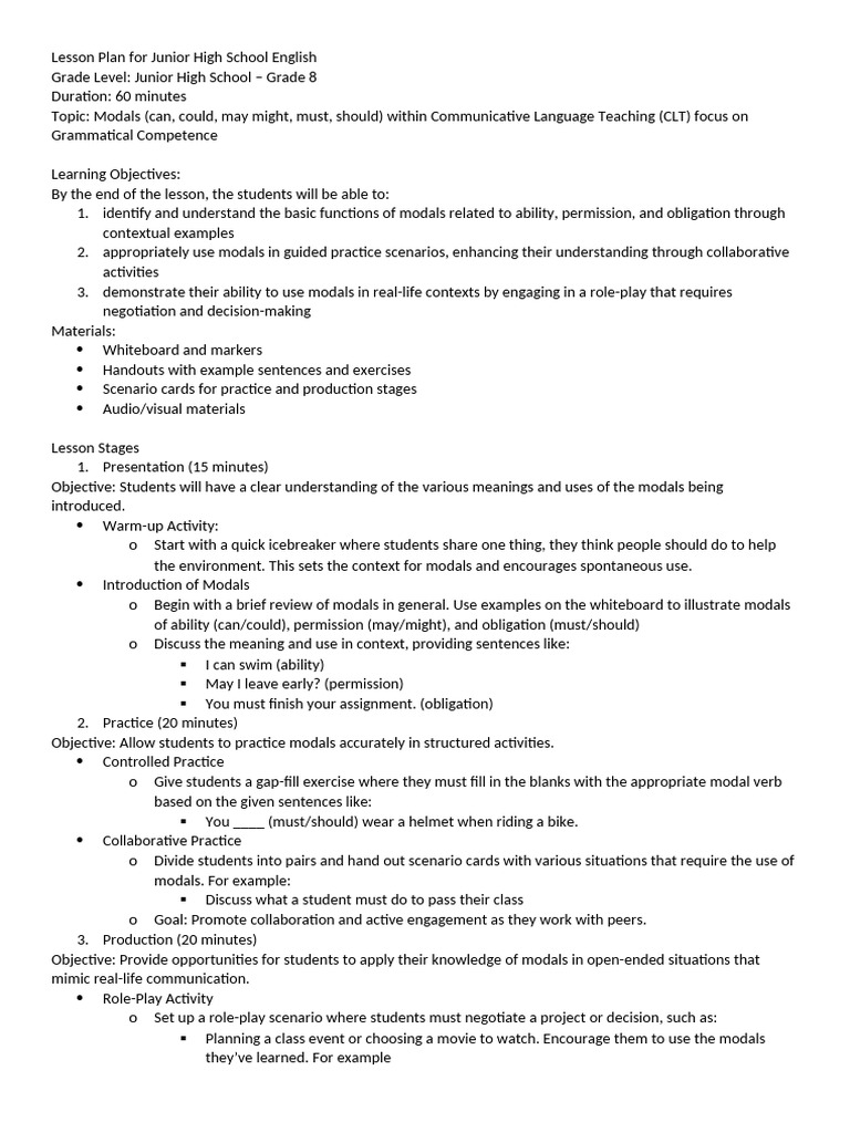CLT LESSON PLAN | PDF | Lesson Plan | Behavior Modification
