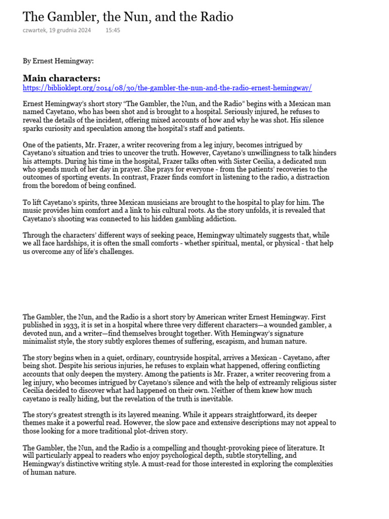 The Gambler, The Nun, and The Radio | PDF | Gambling