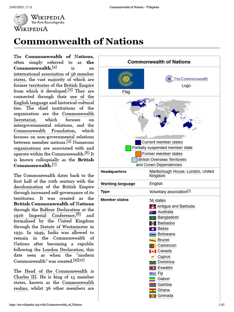 Commonwealth of Nations - Wikipedia | PDF | Commonwealth Of Nations ...