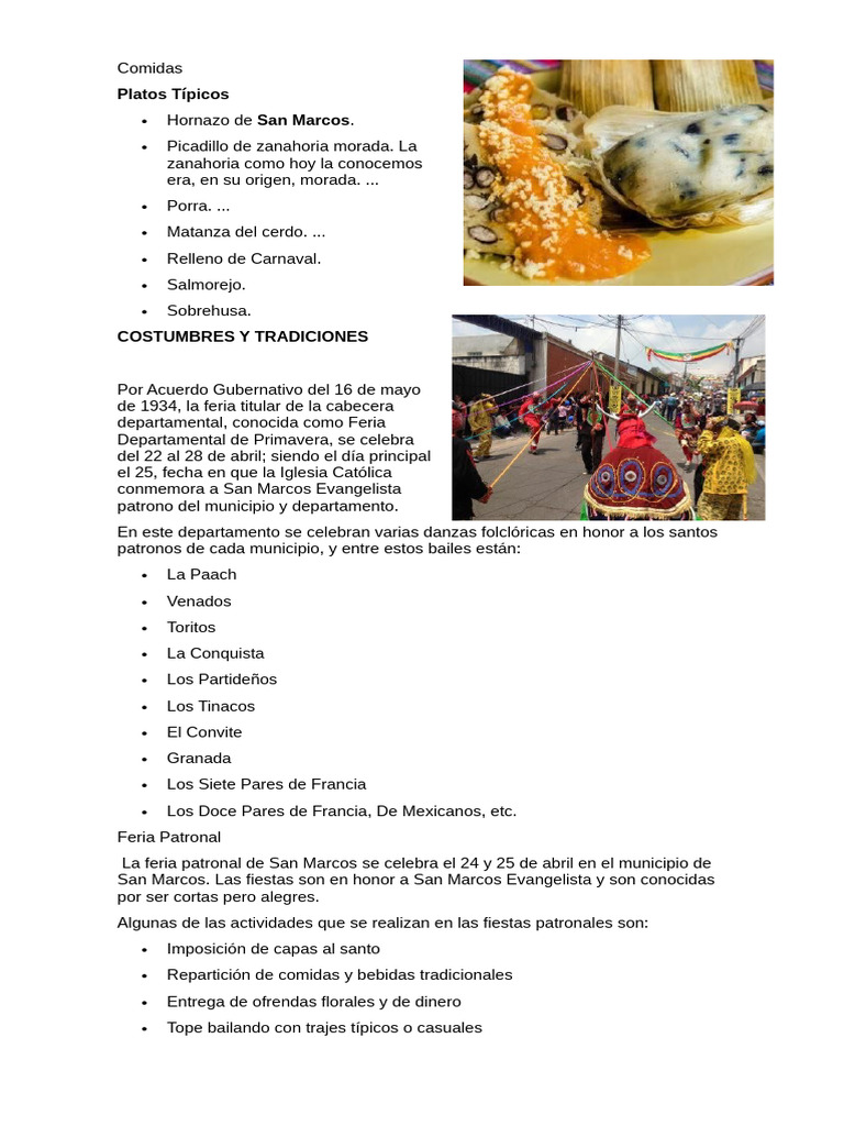 Comidas SAN MARCOS | PDF