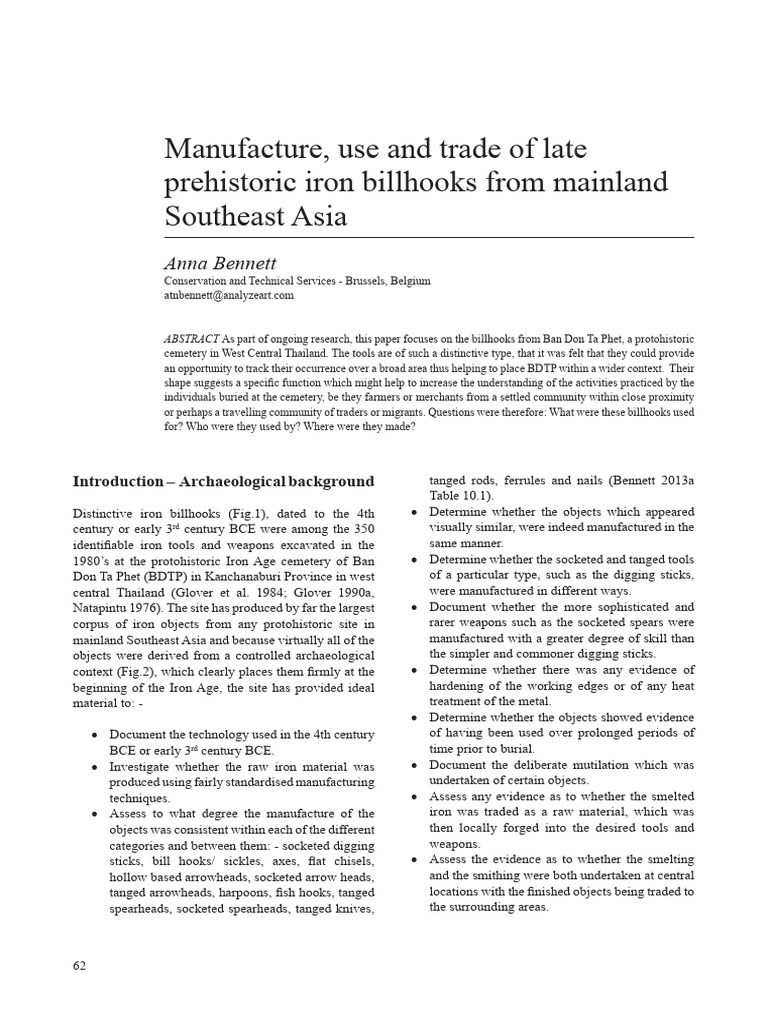 Bennett, A. - Manufacture, Use and Trade of Late Prehistoric Iron ...