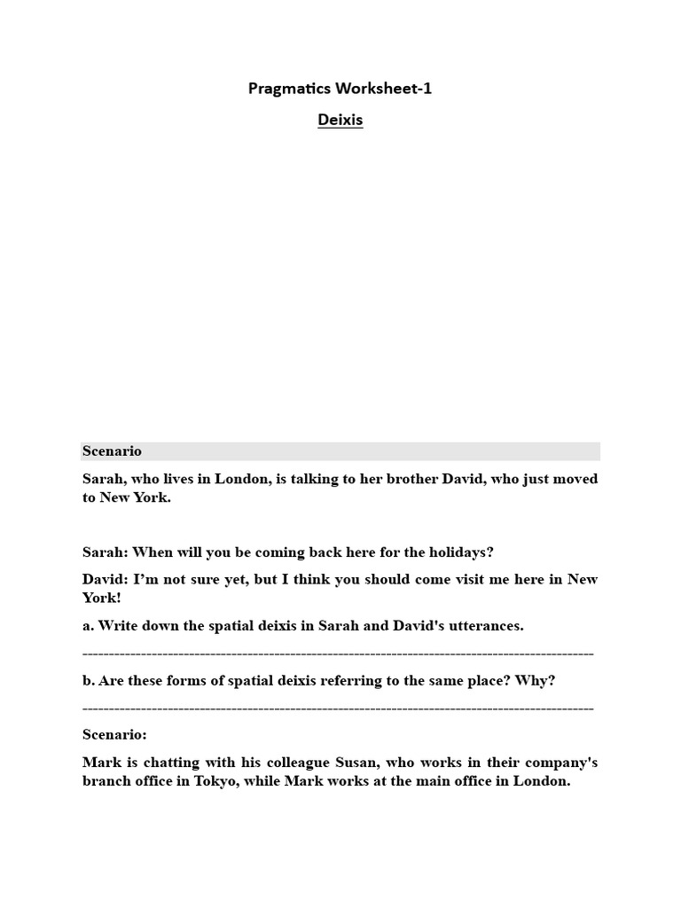 Pragmatics Worksheet | PDF