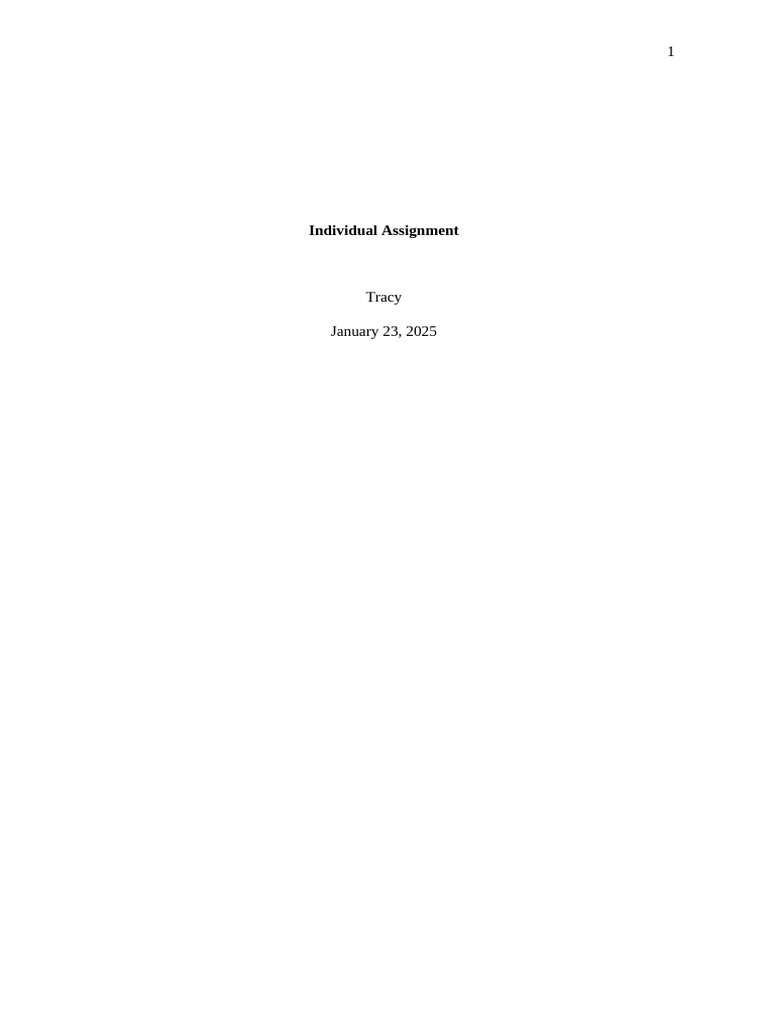 Tracy - Individual Assignment | PDF | Experiment | Developmental Psychology