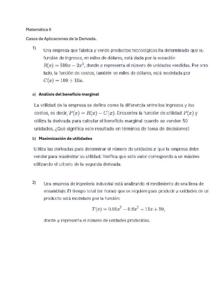 Aplicaciones de La Derivada | PDF