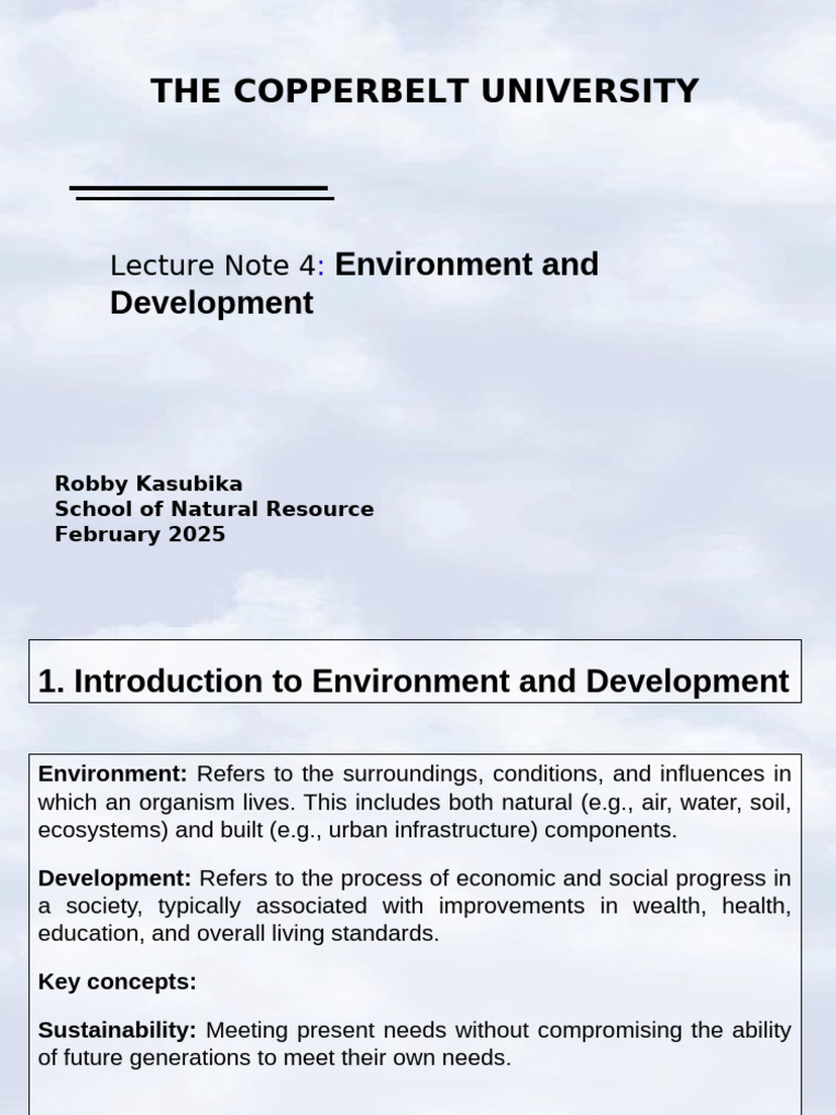 Environment and Development Overview | PDF | Sustainability | Natural ...
