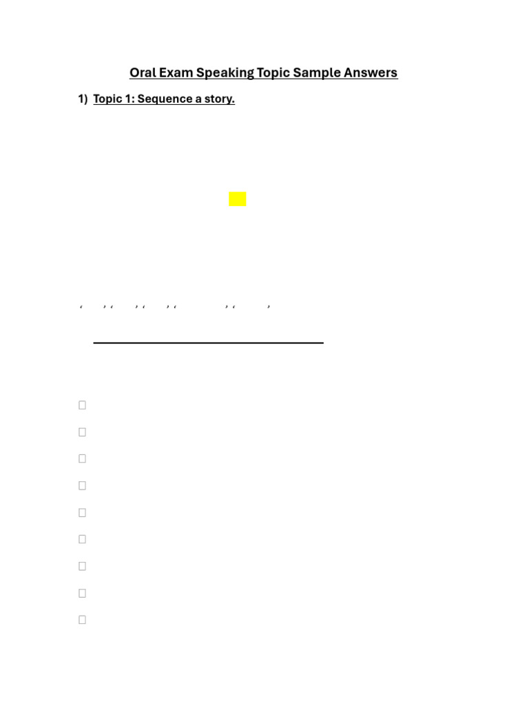 Oral Exam Speaking Topic Sample Answers | PDF