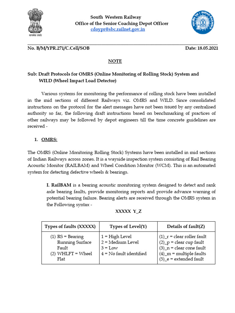 OMRS and WILD Protocols for Railways | PDF | Rail Transport