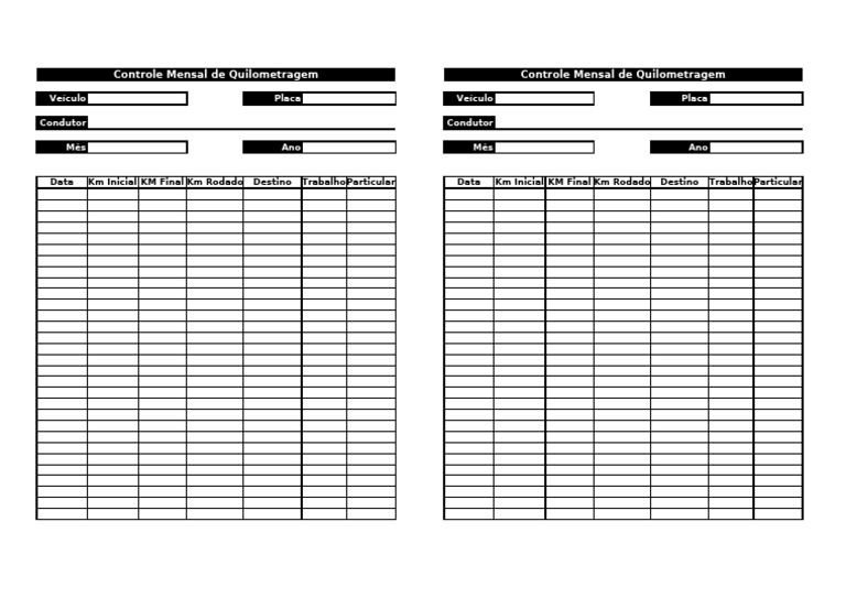 Planilha de Controle de Quilometragem | PDF