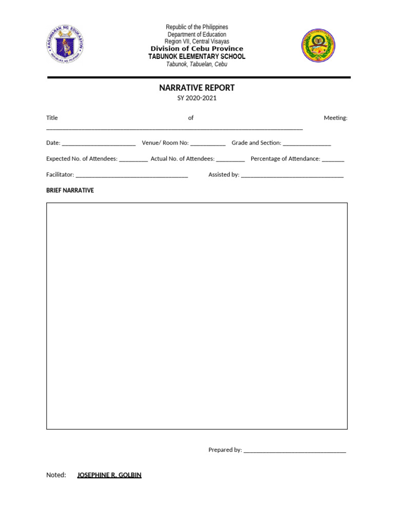Narrative Report Form | PDF