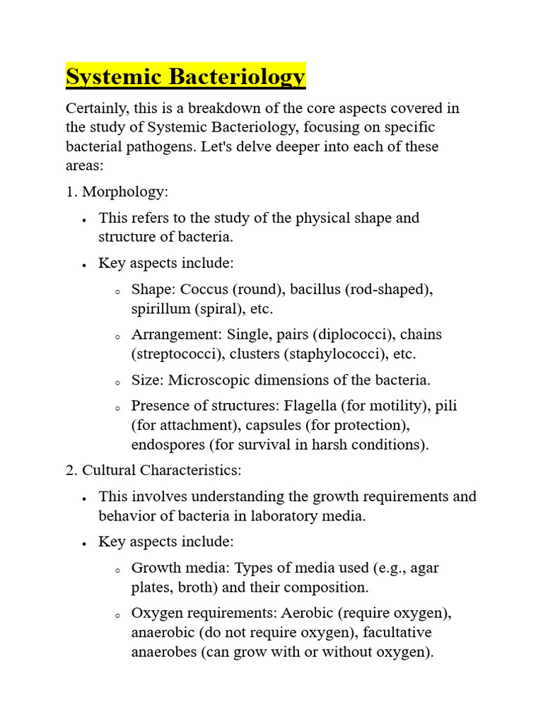 Systemic Bacteriology From Gemini | PDF | Bacteria | Infection