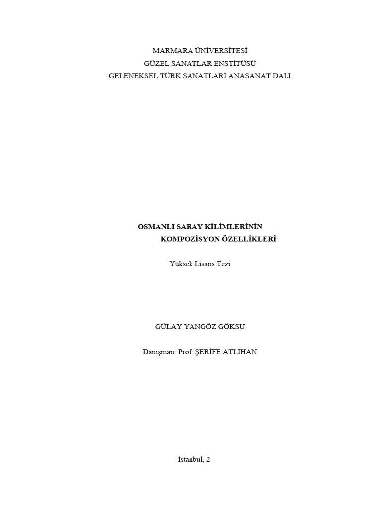Osmanlı Saray Kilimlerinin Desen Ve Kompozisyon Özellikleri | PDF