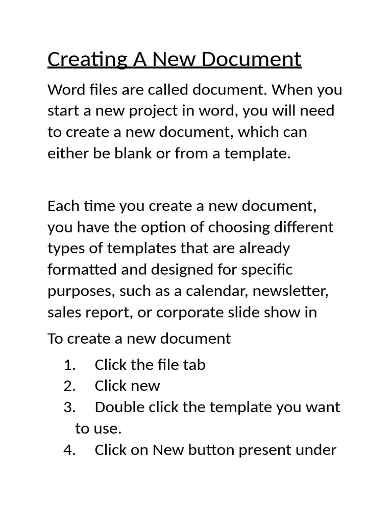 Creating A New Document | PDF