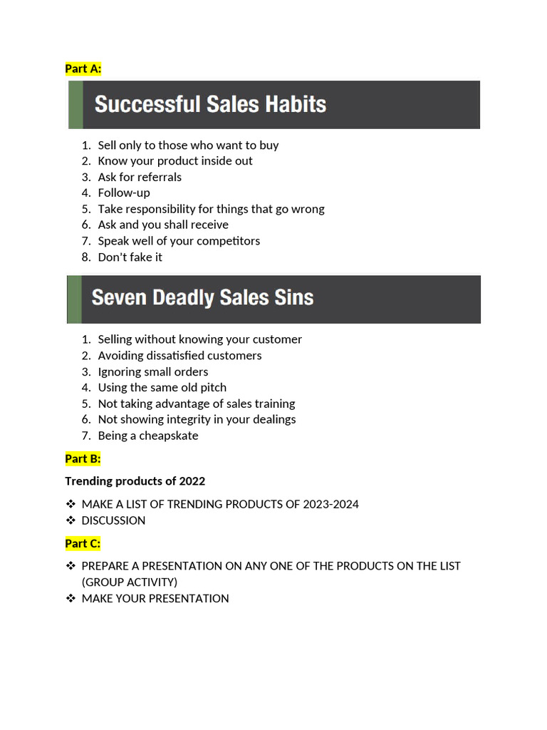 Sales Habits | PDF