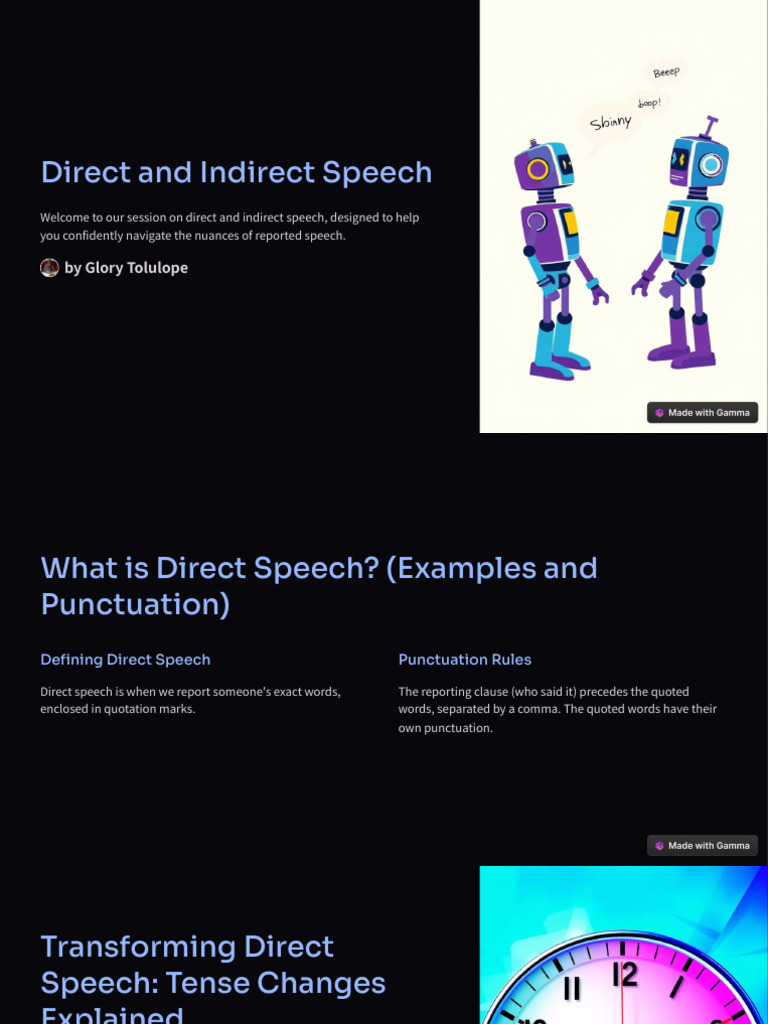 Direct and Indirect Speech | PDF