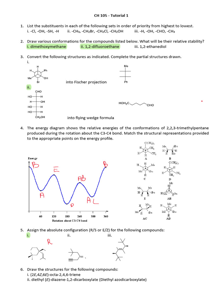 Organic Chemistry Conformation and Configuration Tutorial | PDF