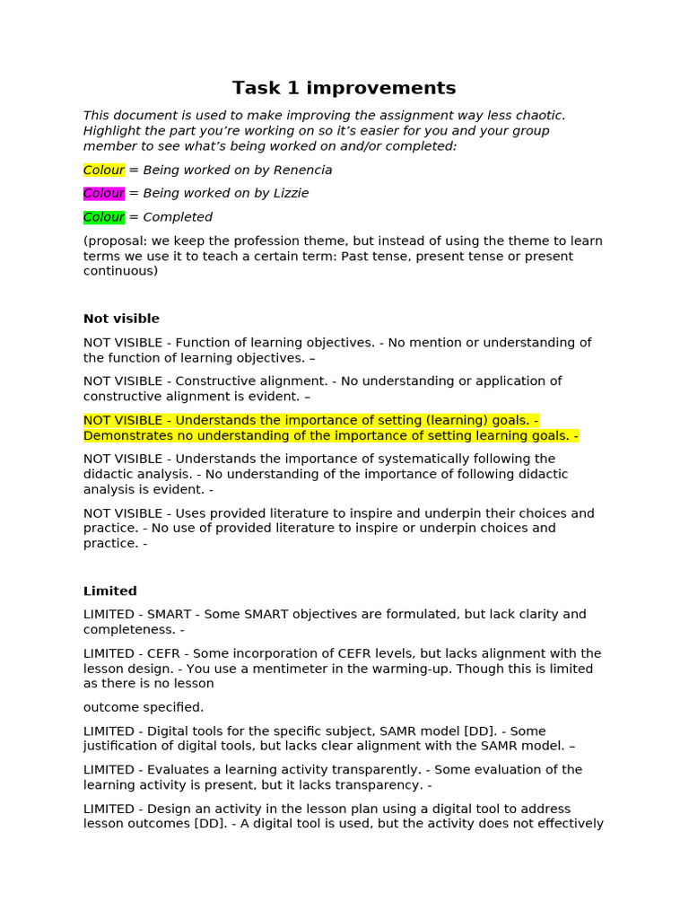 Improvements progress.Task1 | PDF