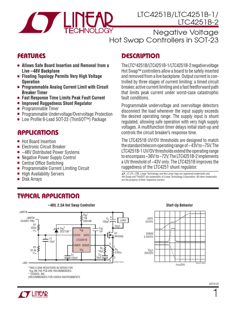 Features Description: LTC4251B/LTC4251B-1/ LTC4251B-2 Negative Voltage ...