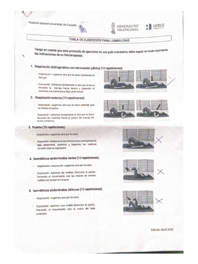 Tenga en cuenta que este protocolo de ejercicios es una guía orientativa, debe seguir en todo ...