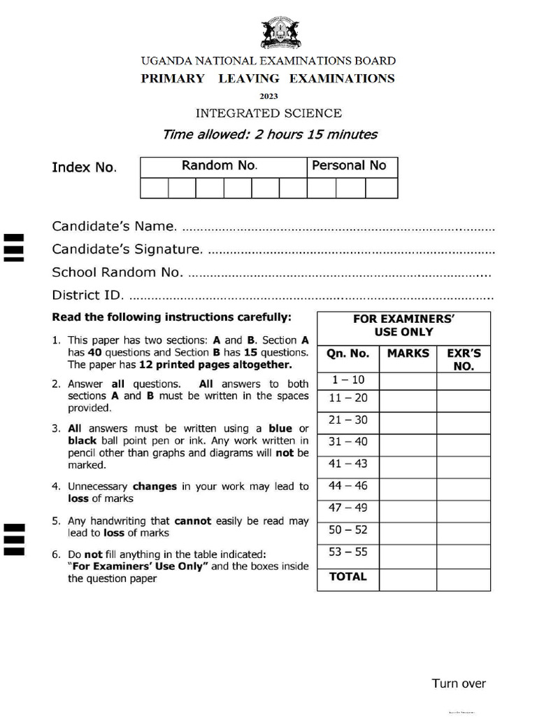 UNEB SCIENCE EMERGENCY PAPER 2023 | PDF