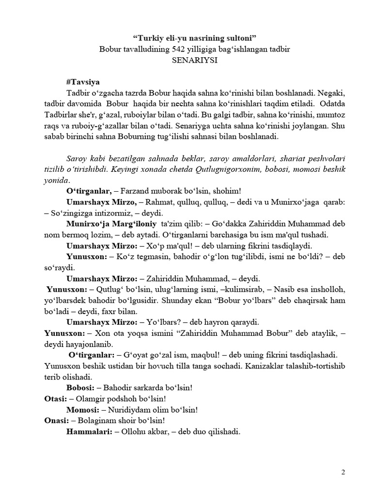 Bobur Tavalludi 2025 | PDF