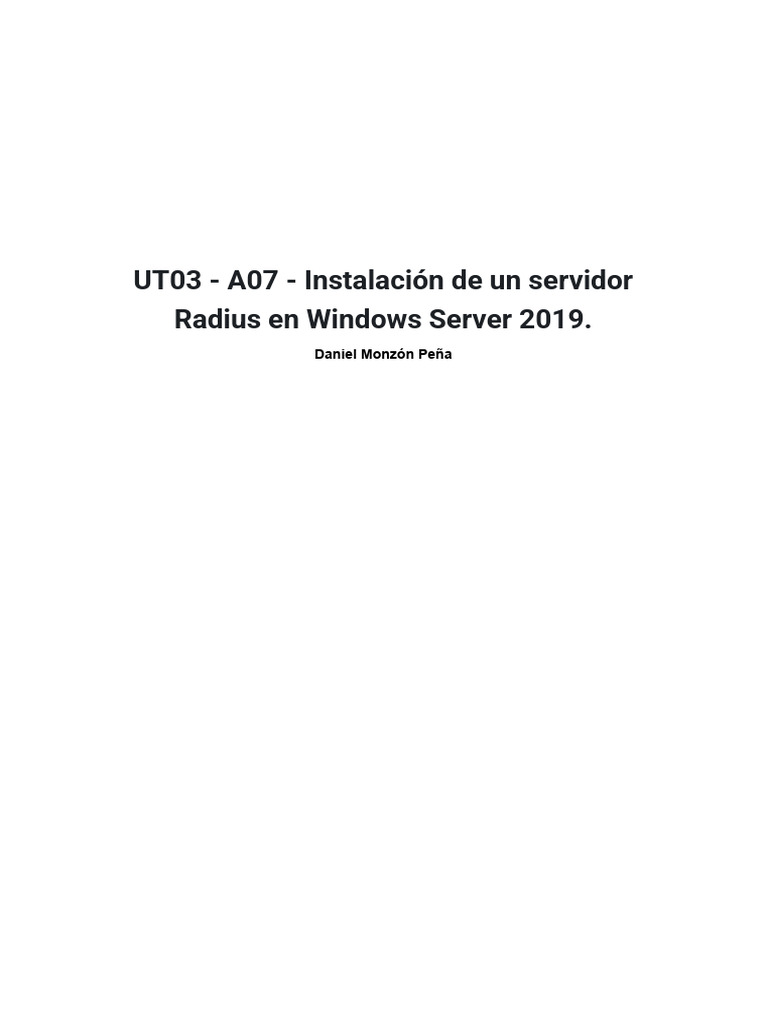 UT03-A07-InstalaciónDeUnServidorRadiusenWindowsServer2019_ | PDF | Radio | Autenticación