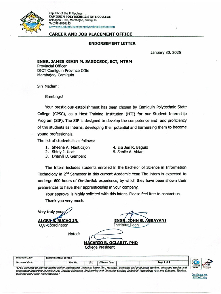 OJT Applications CPSC Batch 2 | PDF