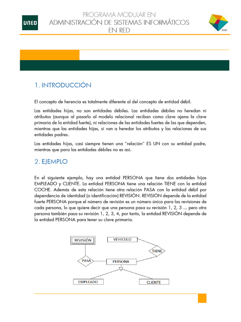 Herencia en Diagramas ER y Entidades Débiles | PDF