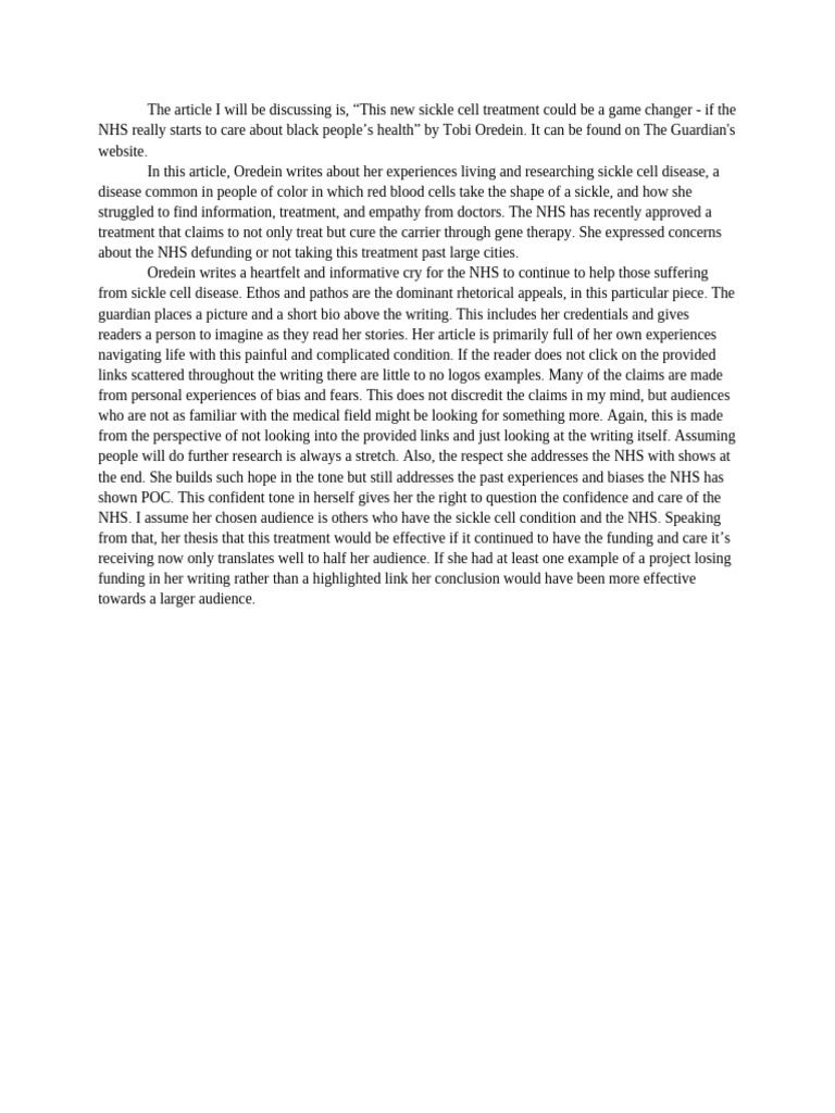 Rhetorical Analysis Intro Example | PDF