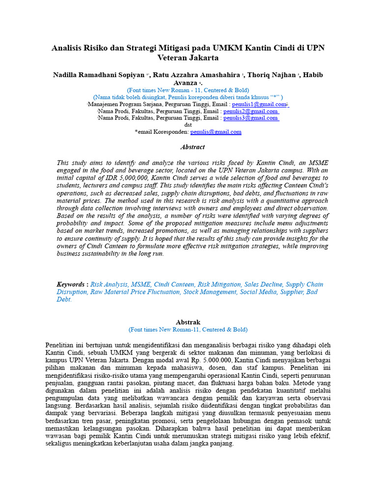 UAS RISIKO - KELOMPOK 5 (Artikel) . | PDF