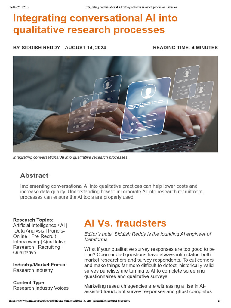 Integrating Conversational AI Into Qualitative Research Processes | PDF | Artificial ...