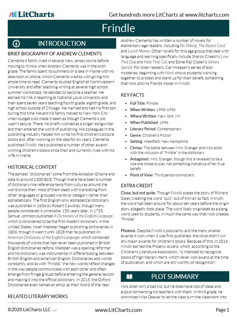 Frindle LitChart | PDF
