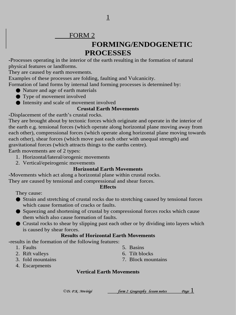 Form 2 Geography 1 2 1 | PDF | Plate Tectonics | Volcano