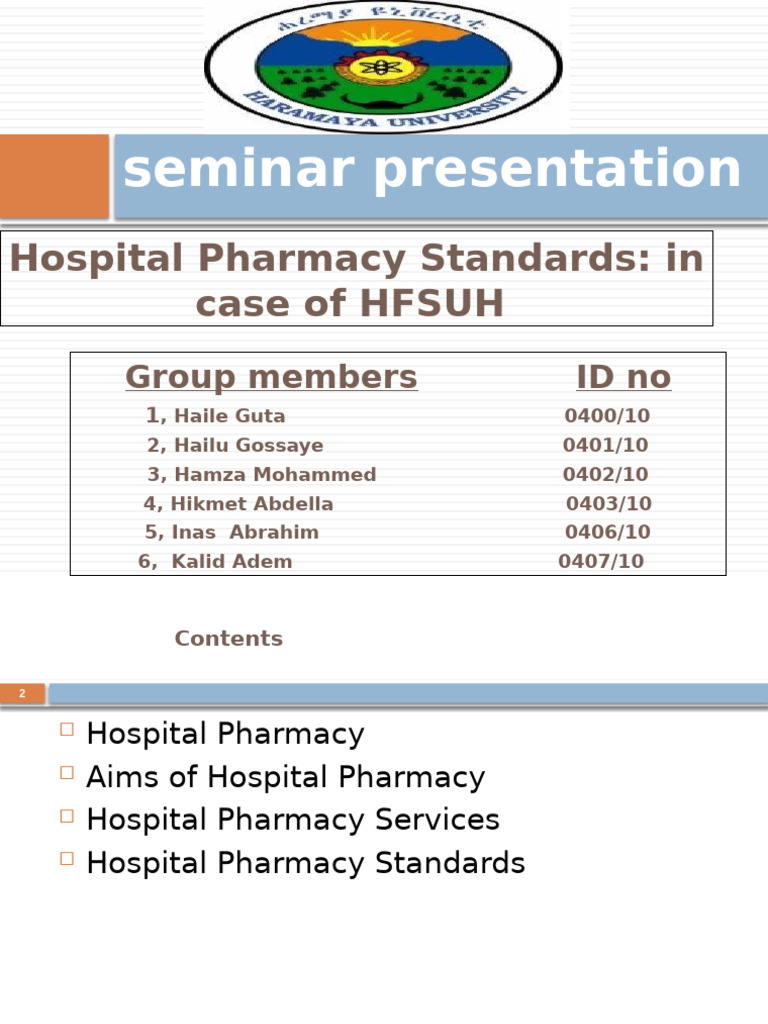 Hospital Pharmacy Standards Overview | PDF | Pharmacy | Pharmacist
