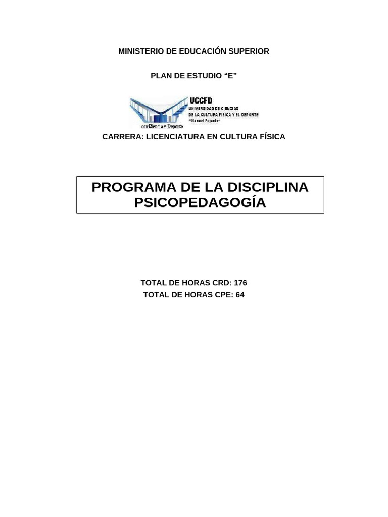 Programa de Disciplina Psicopedagogia | PDF | Aprendizaje | Sicología