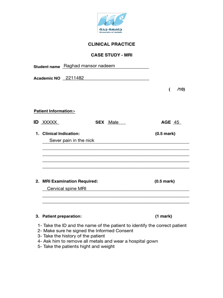 MRI Case Study for Students | PDF