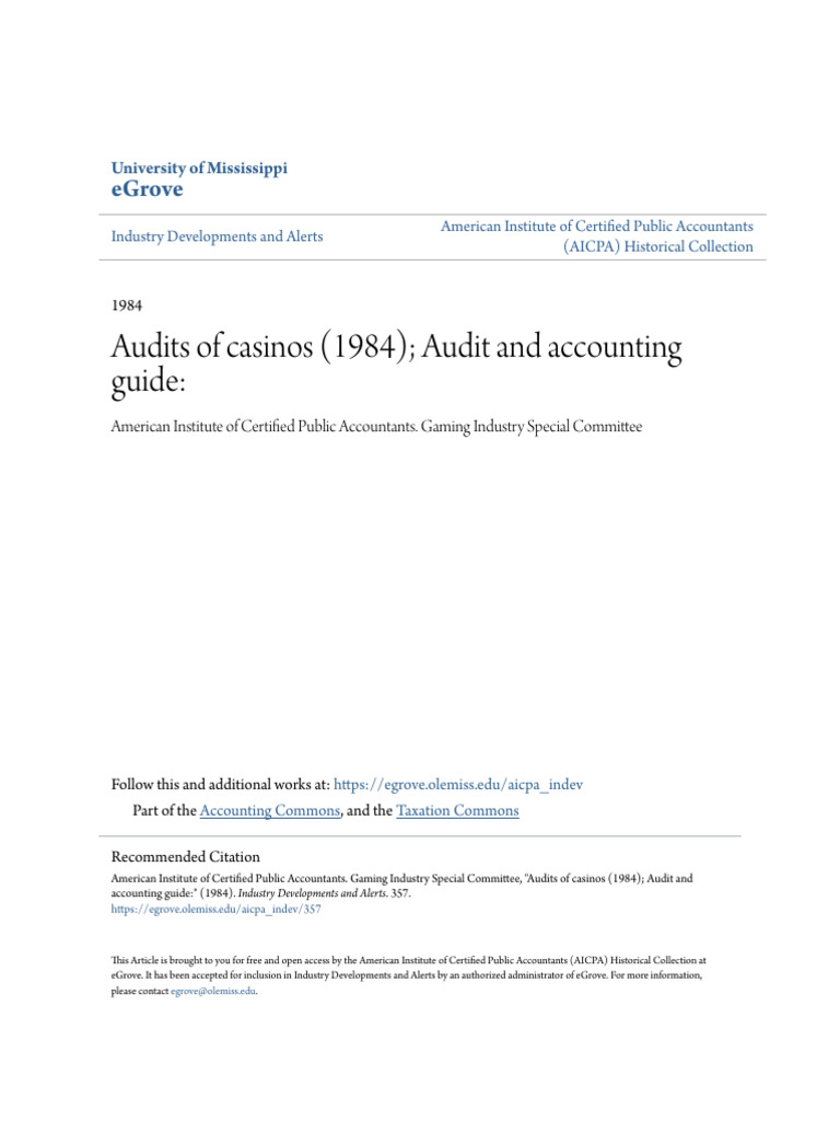 Casino Audit and Accounting Guide 1984 | PDF | Slot Machine | Audit