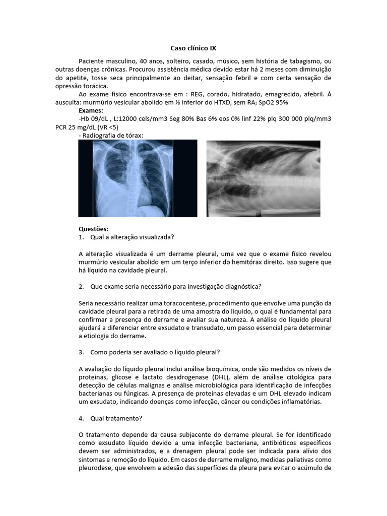 Caso Clínico IX Pneumo | PDF | Doenças e distúrbios | Especialidades ...