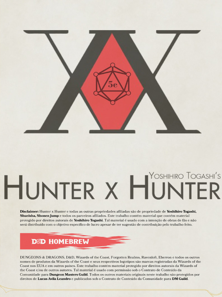 Hunter x Hunter 5e RPG - Livro Oficial 2.0 | PDF