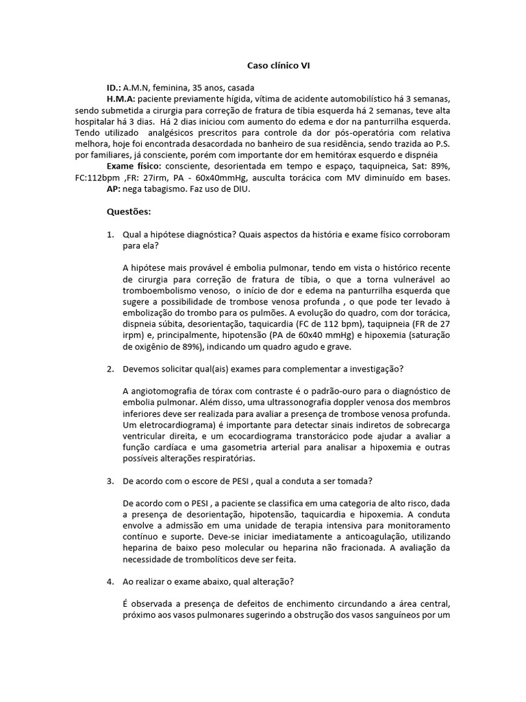 Casos clínico VI Pneumo | PDF | Doenças e distúrbios | Especialidades ...