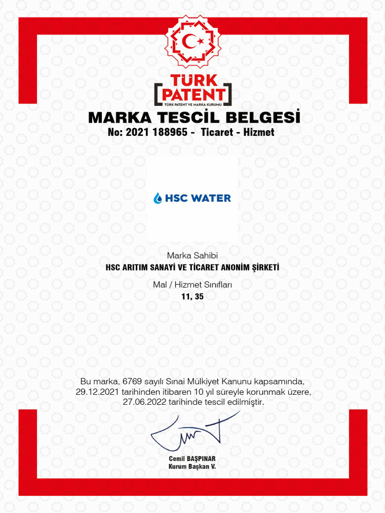 Hsc Water Tesci̇l Belgesi̇ | PDF