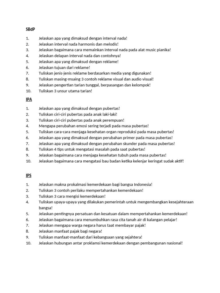 Latihan Soal PH Tema 6-1 | PDF