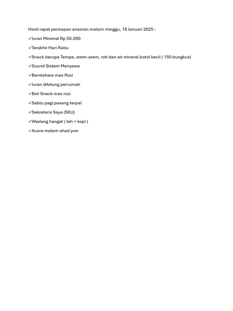 Rapat Persiapan Ansoran Di Mosari | PDF