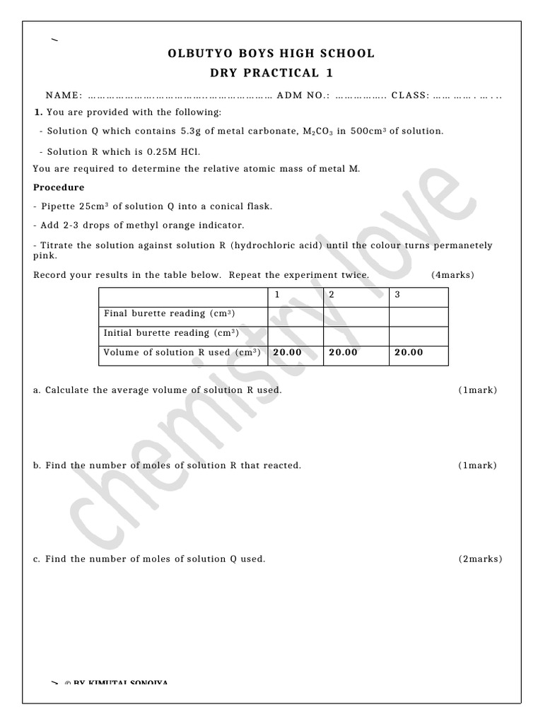 DRY PRACTICAL 1 Back Titration | PDF