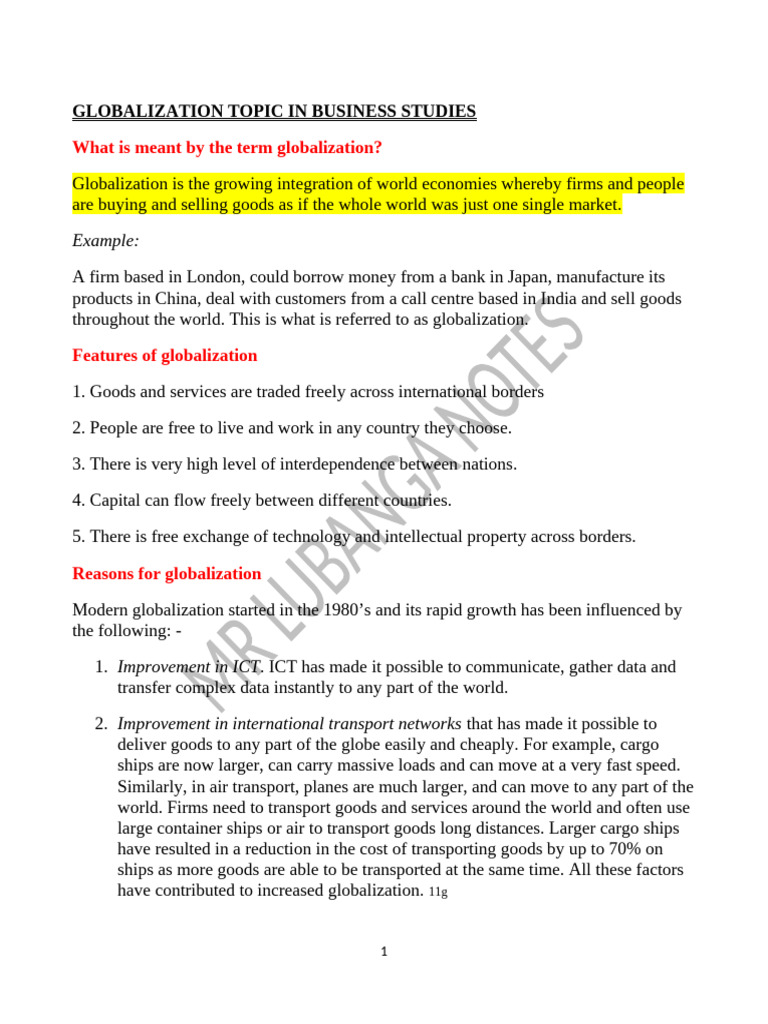 Understanding Globalization in Business | PDF | Multinational ...
