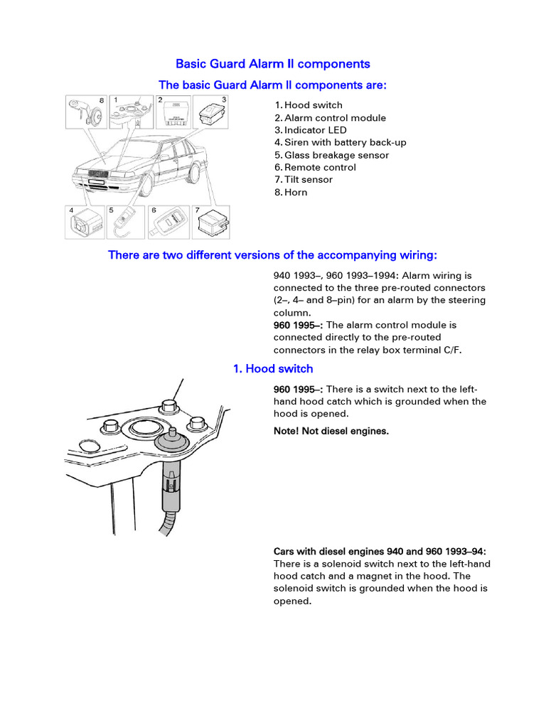 Volvo Guard II Alarm - Subsystems, Components, Functions & Programming ...