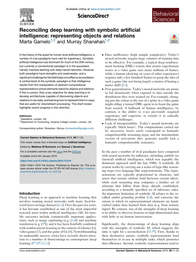 Reconciling Deep Learning With Symbolic Artificial | PDF | Deep Learning | Artificial Intelligence