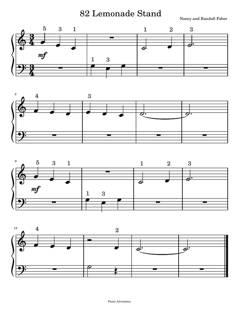 82 Lemonade Stand - Adv0 Primer Lesson Book - Piano Adventures Faber | PDF