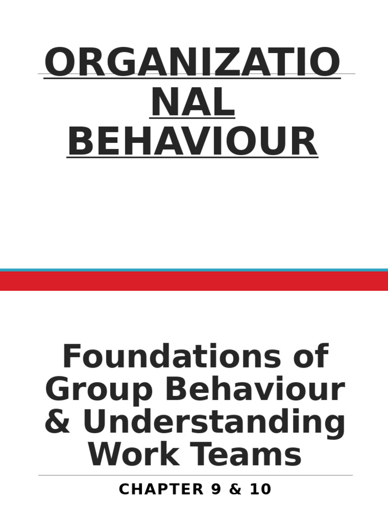 OB Chap # 9 & 10 (Foundation of Group Behavior & Understanding Work ...