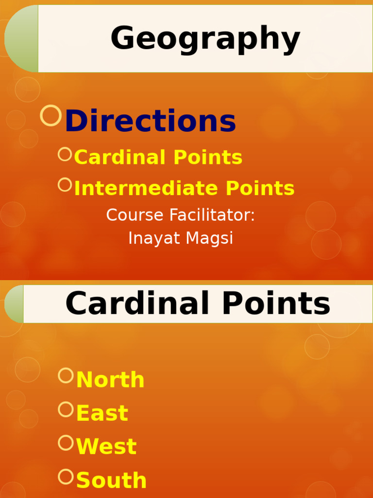 Directions Cardinal & Intermediate Points | PDF